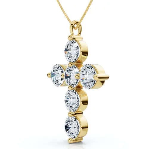BLISS DIAMOND 6ct Diamond Cross " Pendant Necklace - Yellow Gold