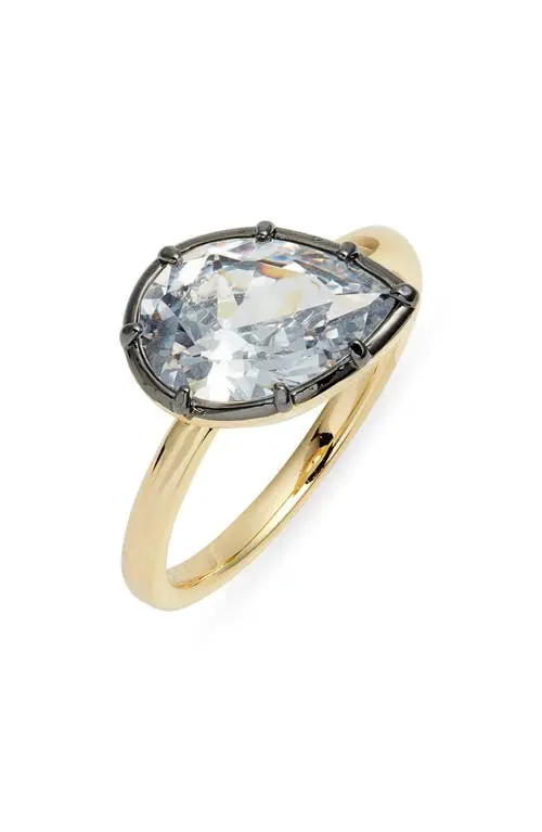 Nordstrom Georgian Cubic Zirconia Ring - Clear- Black- Gold