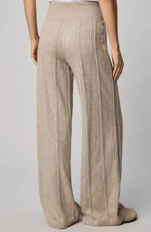 Splendid Cable Drawstring Wide Leg Pants - Cappuccino Heather Beige
