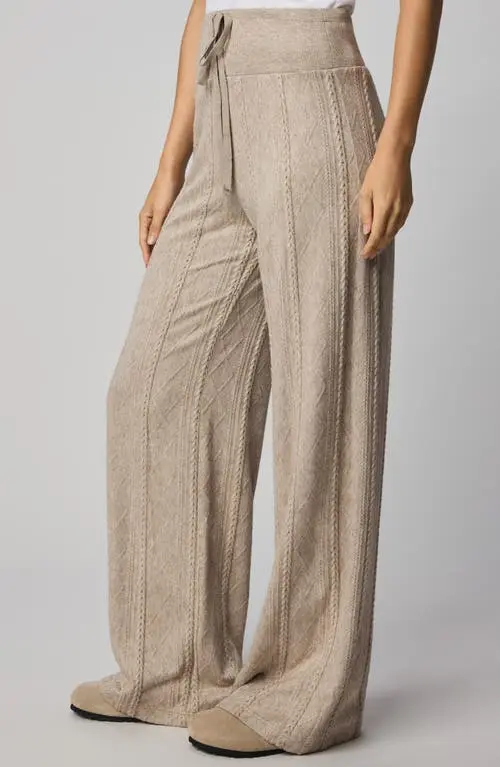 Splendid Cable Drawstring Wide Leg Pants - Cappuccino Heather Beige