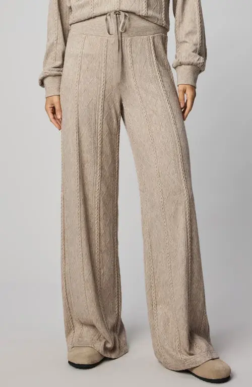 Splendid Cable Drawstring Wide Leg Pants - Cappuccino Heather Beige