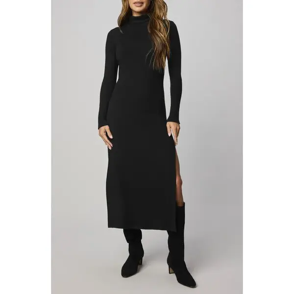 Splendid Rylee Turtleneck Long Sleeve Dress - Black