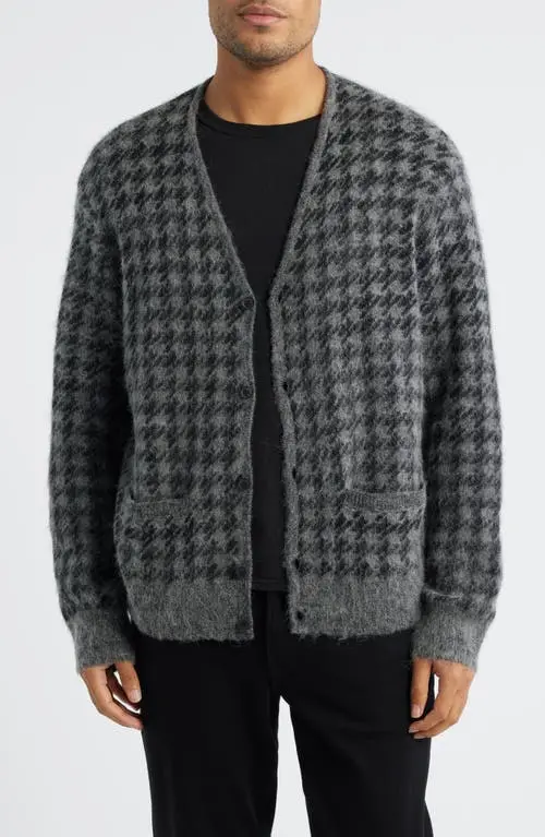 ALLSAINTS Zain Houndstooth Cardigan - Charcoal Grey