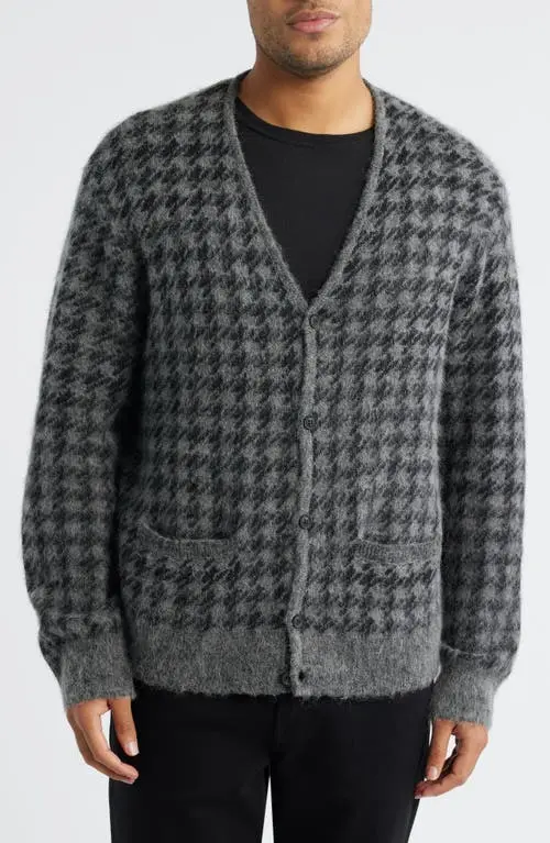 ALLSAINTS Zain Houndstooth Cardigan - Charcoal Grey