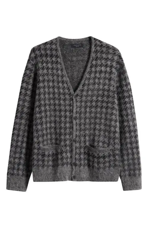 ALLSAINTS Zain Houndstooth Cardigan - Charcoal Grey