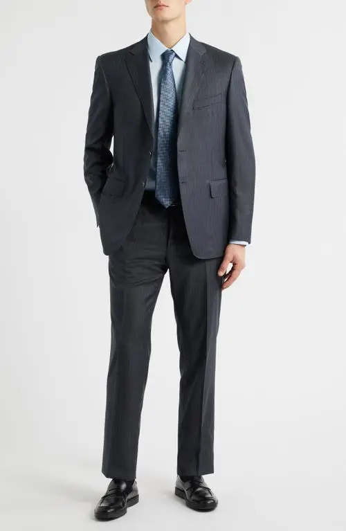 Canali Siena Regular Fit Stripe Super 130s Wool Suit - Grey
