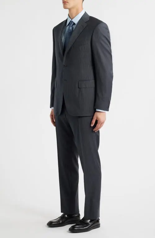Canali Siena Regular Fit Stripe Super 130s Wool Suit