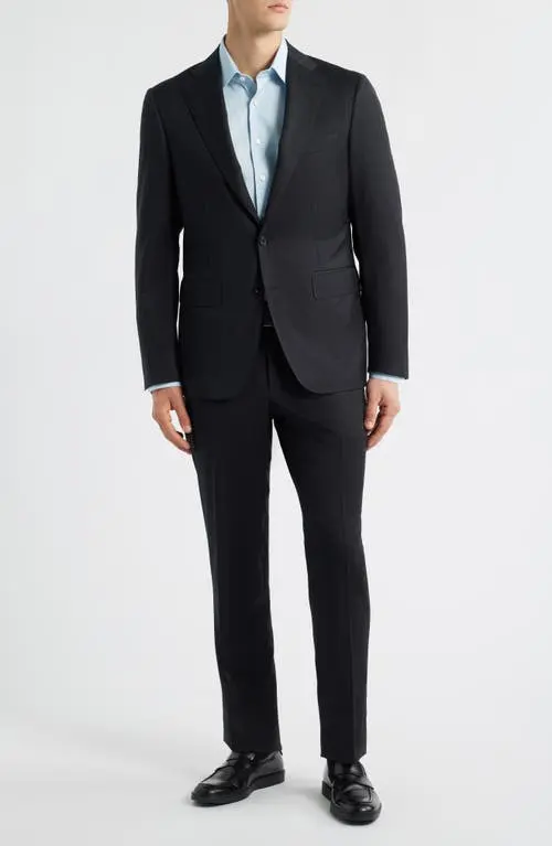 Canali Capri Trim Fit Glen Check Wool Suit - Black