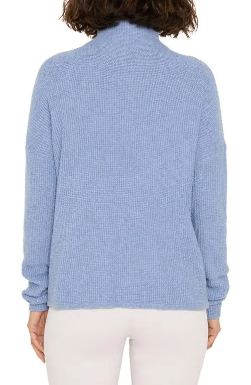 NIC+ZOE Waffle Stitch Funnel Neck Sweater - Dusty Moonstone