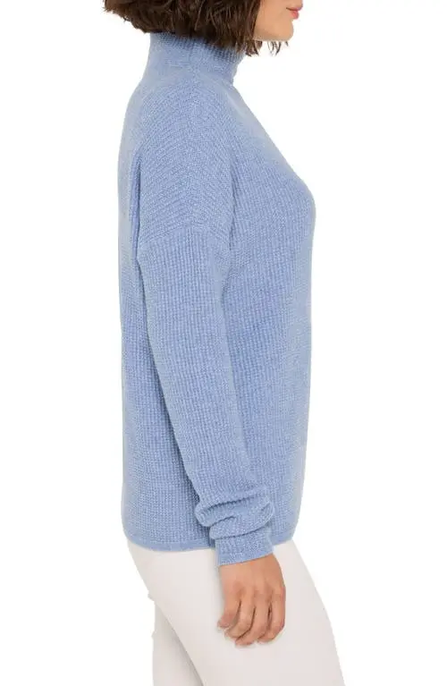 NIC+ZOE Waffle Stitch Funnel Neck Sweater - Dusty Moonstone
