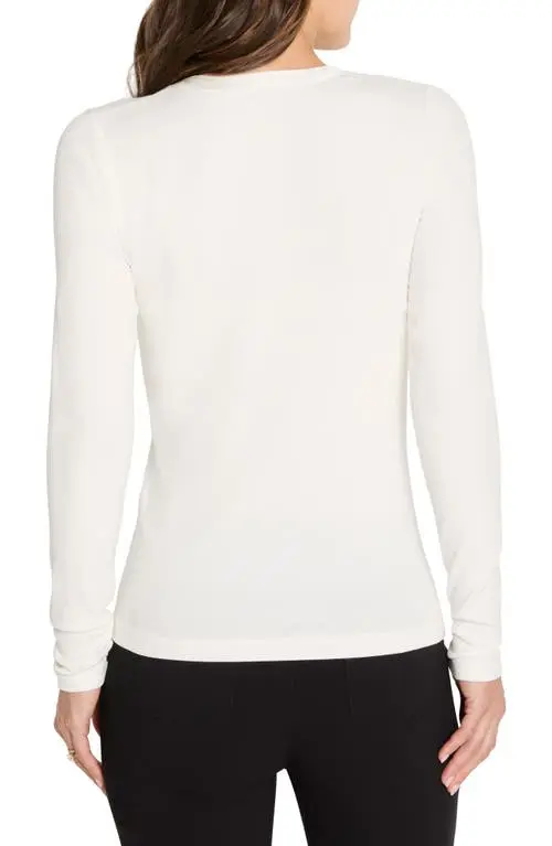 NIC+ZOE Trimmed Knit Rib V-neck Top - Classic Cream