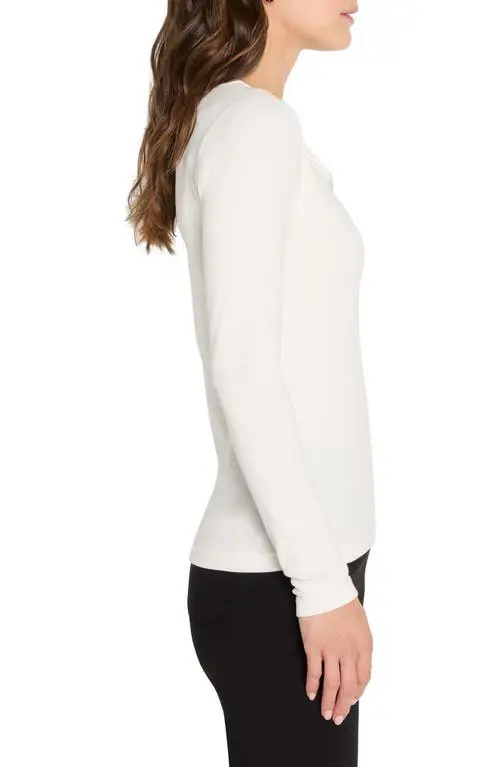 NIC+ZOE Trimmed Knit Rib V-neck Top - Classic Cream