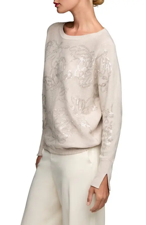 NIC+ZOE Floral Sequin Embellished Sweater - Neutral Mix
