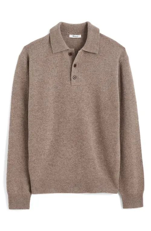 Madewell Merino Wool Polo Sweater - Heather Grey