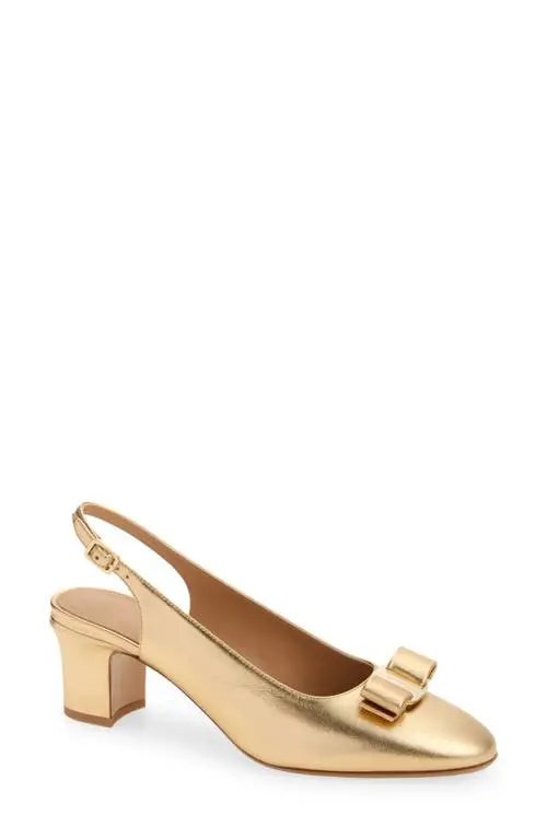 FERRAGAMO Vetty Slingback Pump - Gold Lux Fondo Beige Biscotto