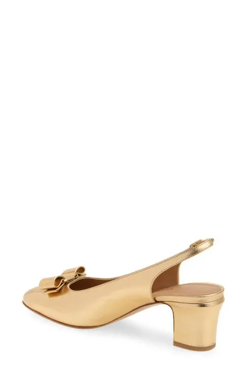 FERRAGAMO Vetty Slingback Pump - Gold Lux Fondo Beige Biscotto