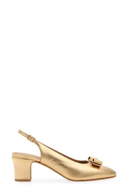 FERRAGAMO Vetty Slingback Pump - Gold Lux Fondo Beige Biscotto