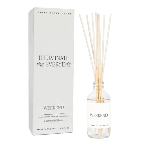 SWEET WATER DECOR Clear Glass Reed Diffuserwoods & Earthy Scents - Weekend