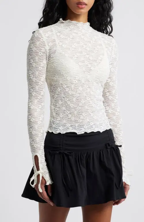 Bp. Funnel Neck Lace Top - Ivory