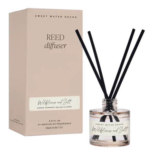 SWEET WATER DECOR Tinted Glass Reed Diffuserspa Scents - Wildflowers & Salt