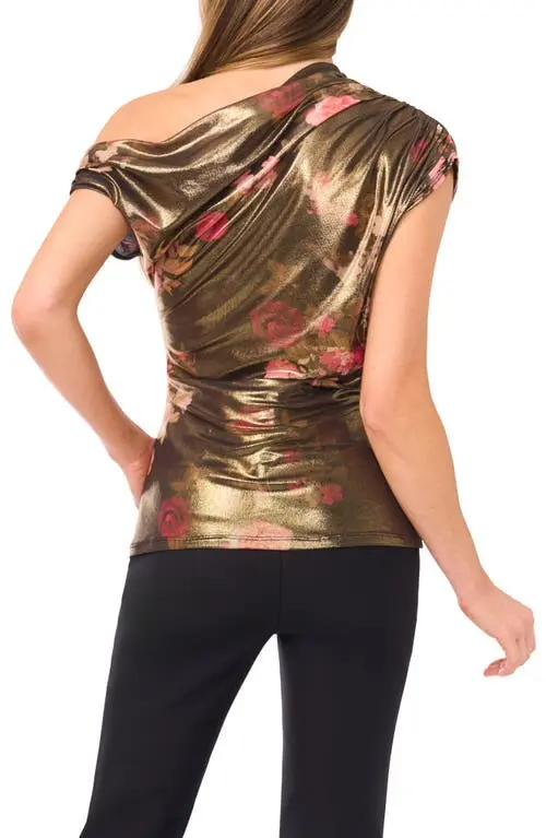 Ted Baker London Metallic Floral One-shoulder Top