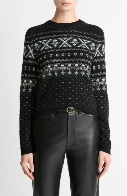 Vince Fair Isle Boiled Cashmere Sweater