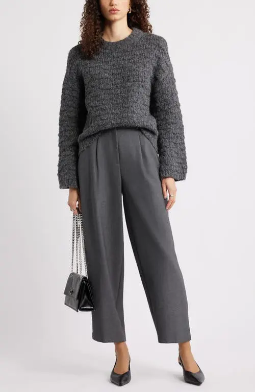 Nordstrom Open Stitch Crewneck Sweater - Grey Dark Charcoal Heather