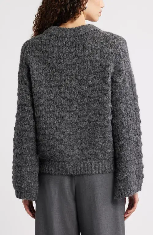 Nordstrom Open Stitch Crewneck Sweater - Grey Dark Charcoal Heather