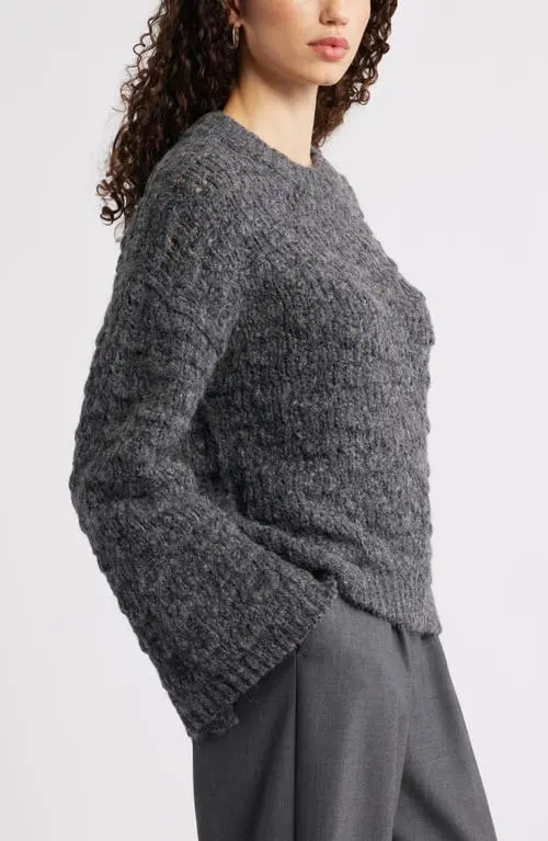 Nordstrom Open Stitch Crewneck Sweater - Grey Dark Charcoal Heather
