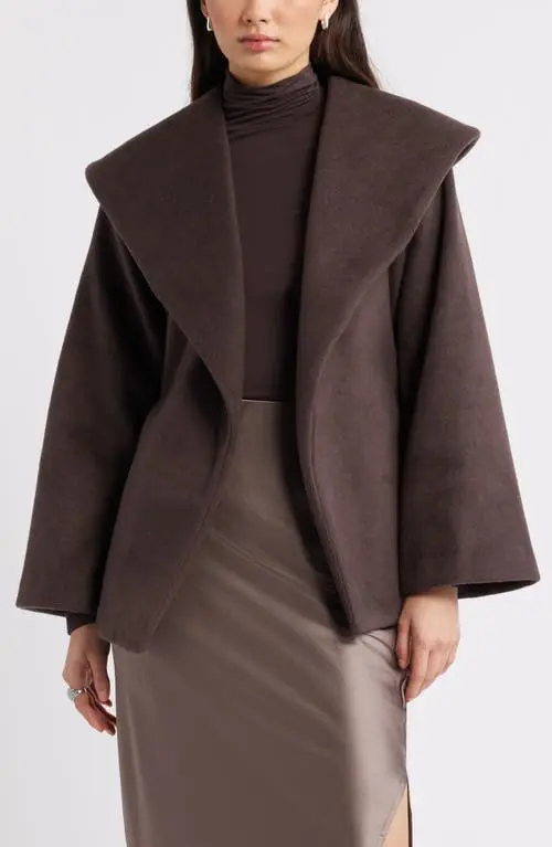 OPEN EDIT Wrap Robe Coat - Brown Seal