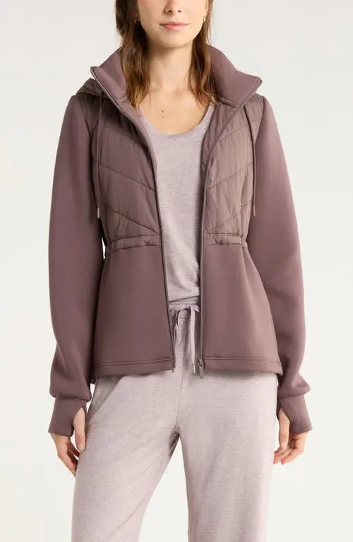 Zella Quilted Scuba Knit Jacket - Grey Plum