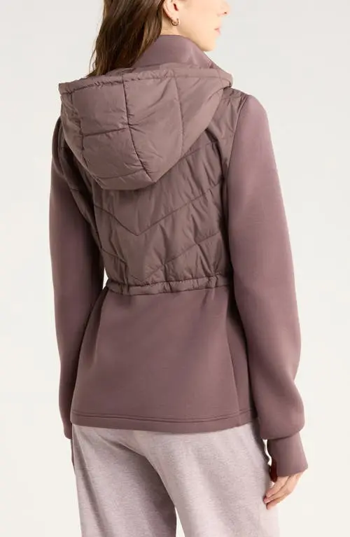 Zella Quilted Scuba Knit Jacket - Grey Plum