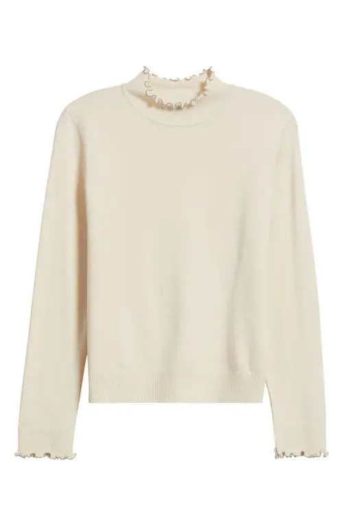 Wit & Wisdom Bead Detail Mock Neck Sweater - Ecru