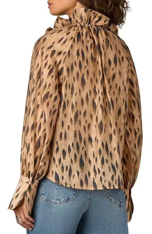 Wit & Wisdom Wired Ruffle Animal Print Top