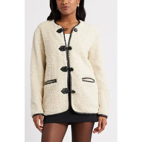 OPEN EDIT Faux Shearling Jacket - Ivory Dove