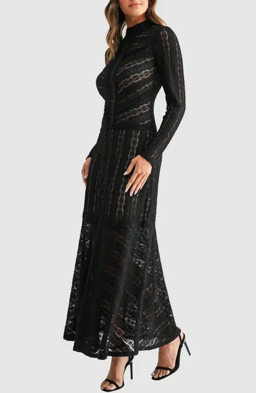 QUINCY MAE Lace Chevron Stripe Maxi Dress
