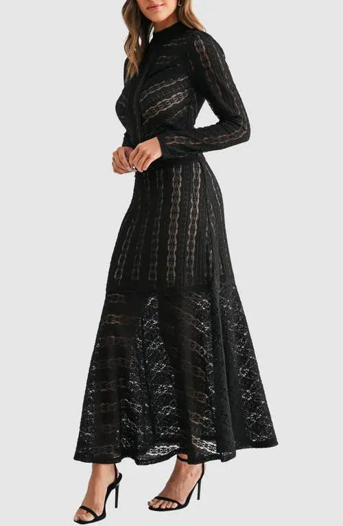 QUINCY MAE Lace Chevron Stripe Maxi Dress