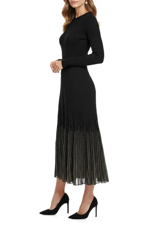 black and gold sweater dress Black Anzu Puplum Sweater Mini Dress Line & Dot Black / M