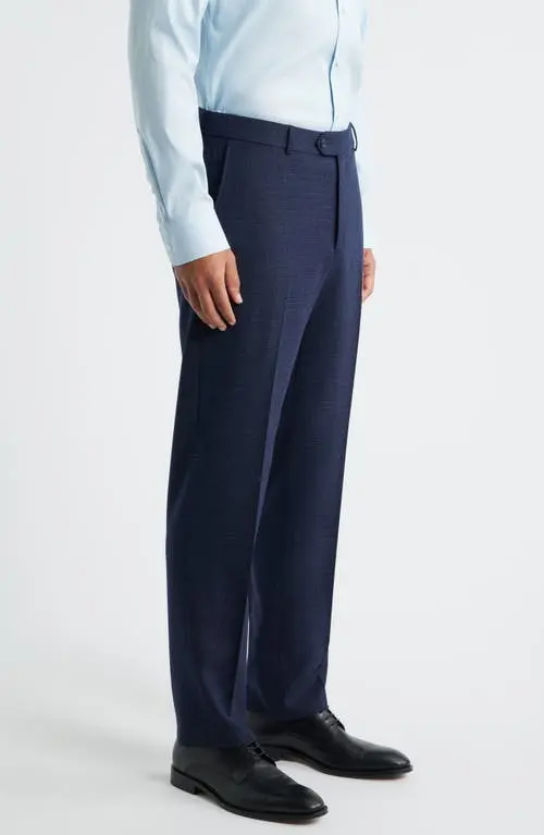 Berle Saxony Trim Fit Flat Front Thatch Weave Wool Blend Dress Pants