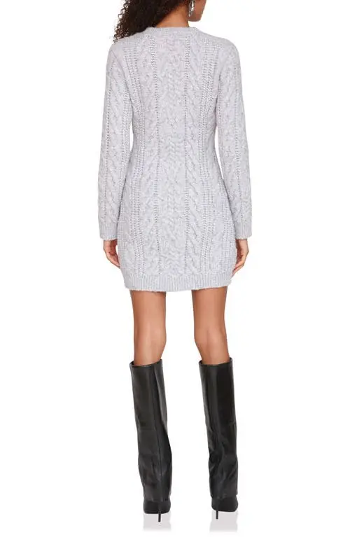 Avec Les Filles Long Sleeve Cable Stitch Mini Sweater Dress