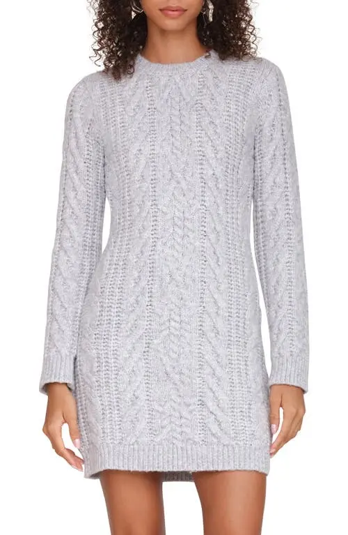 Avec Les Filles Long Sleeve Cable Stitch Mini Sweater Dress