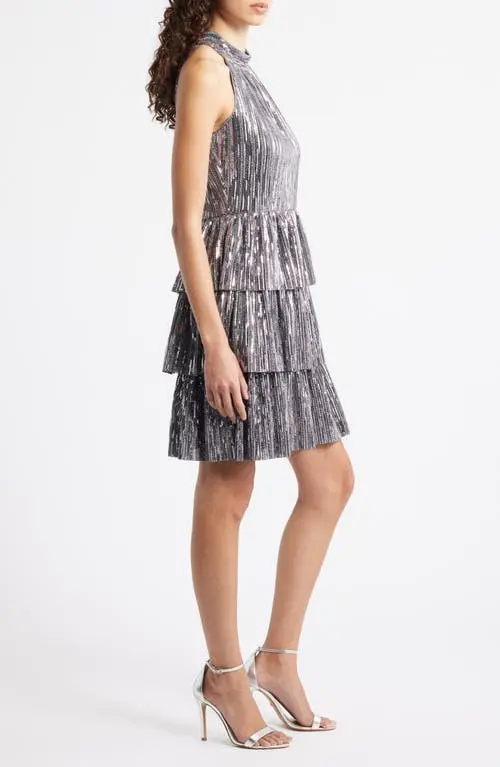 Eliza J Sequin Tiered Cocktail Dress In Silver - 55% Off | Editorialist
