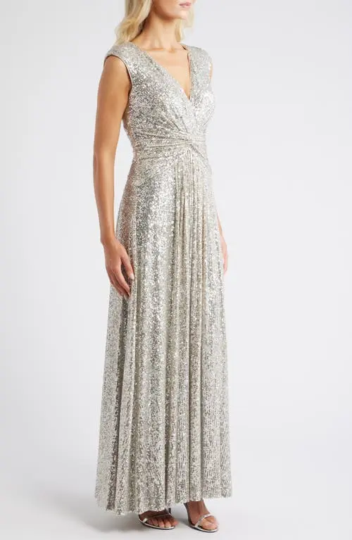 Eliza J Sequin Twist Front Gown