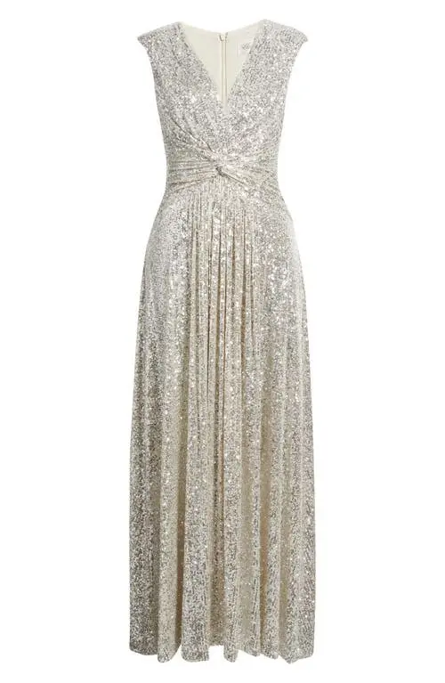 Eliza J Sequin Twist Front Gown