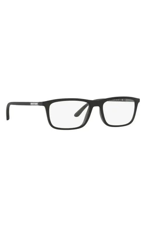 Emporio Armani 55mm Rectangular Eyeglasses - Matte Black/clear
