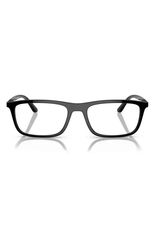 Emporio Armani 55mm Rectangular Eyeglasses - Shiny Black/clear
