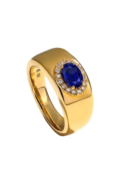 MARK HENRY Heirloomed Oval & Diamond Cigar Band Ring - Sapphire