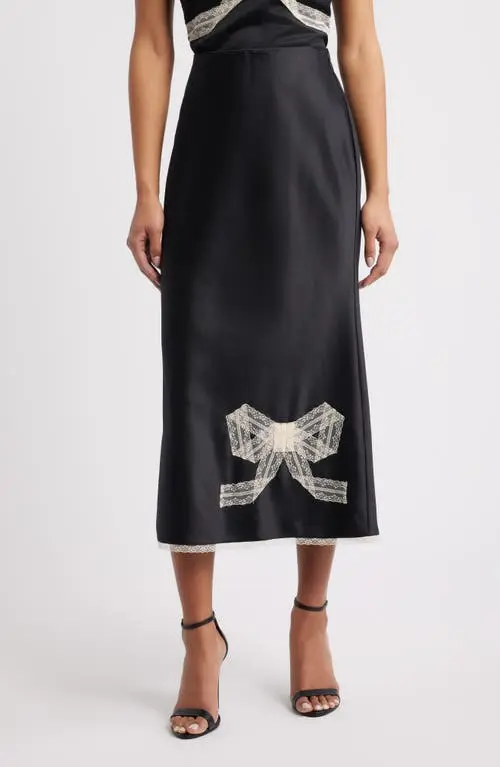 LoveShackFancy Vallis Lace Bow Midi Skirt