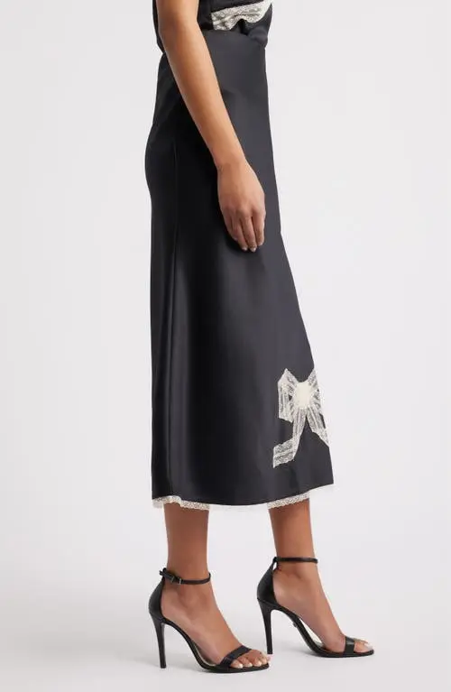 LoveShackFancy Vallis Lace Bow Midi Skirt