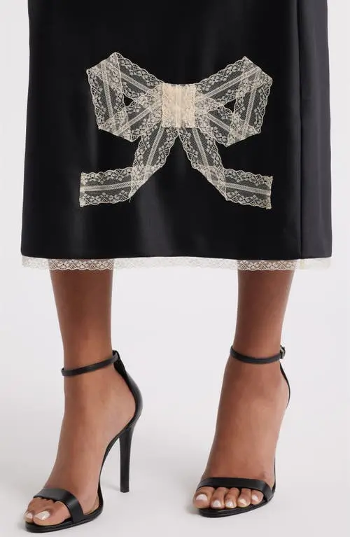 LoveShackFancy Vallis Lace Bow Midi Skirt